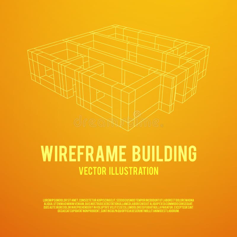 Wireframe Architecture Building. Stock Vector - Illustration of ...