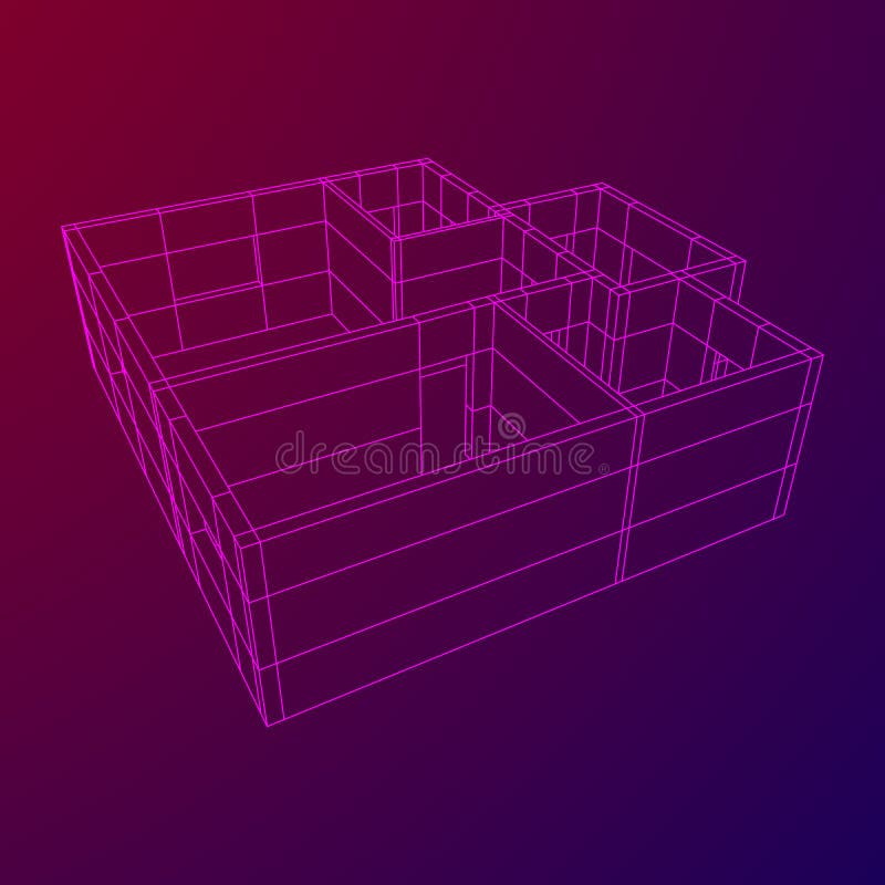 Wireframe Architecture Building. Stock Vector - Illustration of grid ...