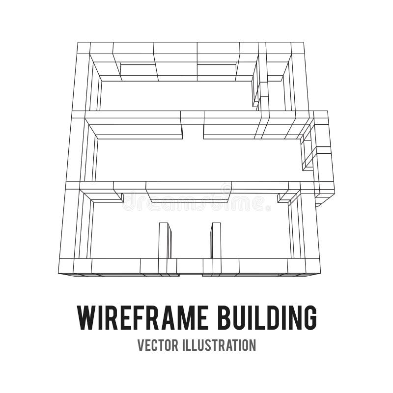 Wireframe Architecture Building. Stock Vector - Illustration of ...