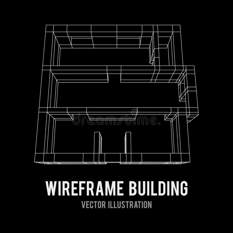 Wireframe Architecture Building. Stock Vector - Illustration of ...