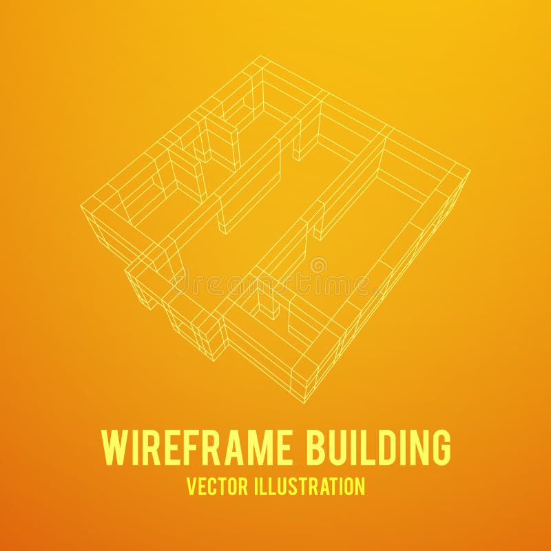 Wireframe Architecture Building. Stock Vector - Illustration of ...