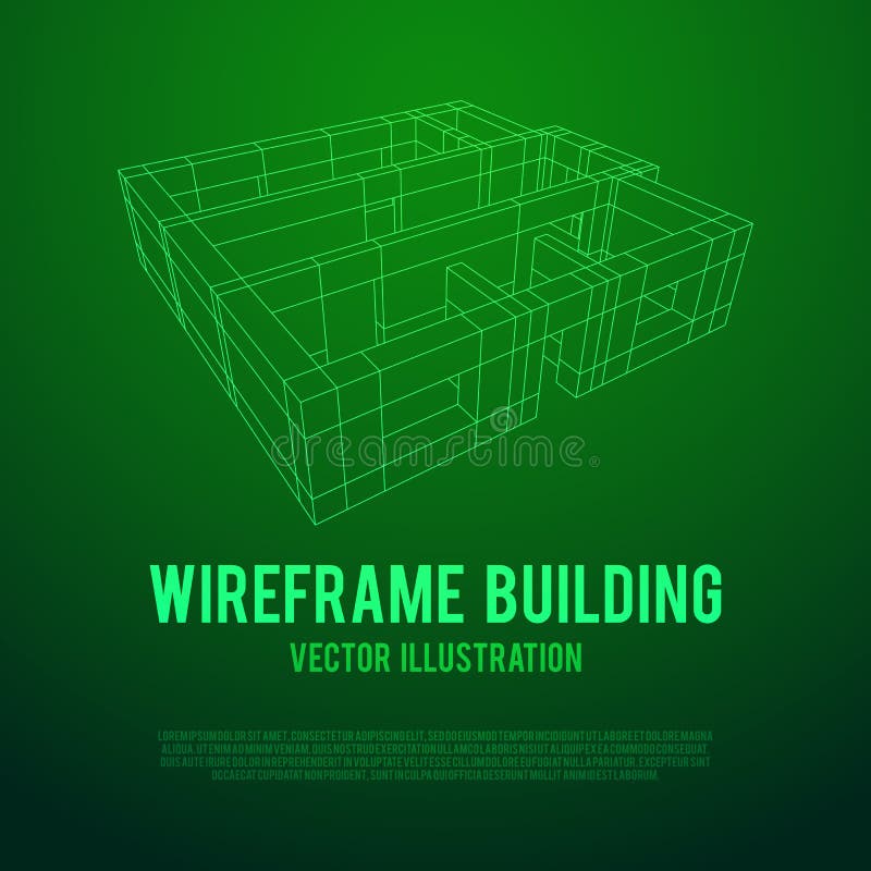 Wireframe Architecture Building. Stock Vector - Illustration of ...