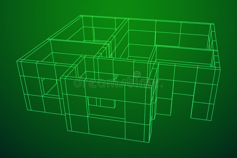 Wireframe Architecture Building. Stock Vector - Illustration of concept ...