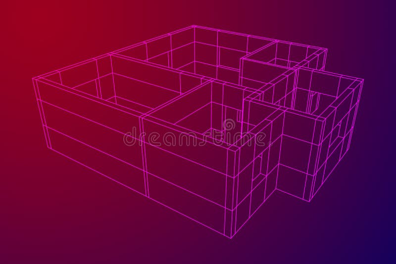 Wireframe Architecture Building. Stock Vector - Illustration of ...