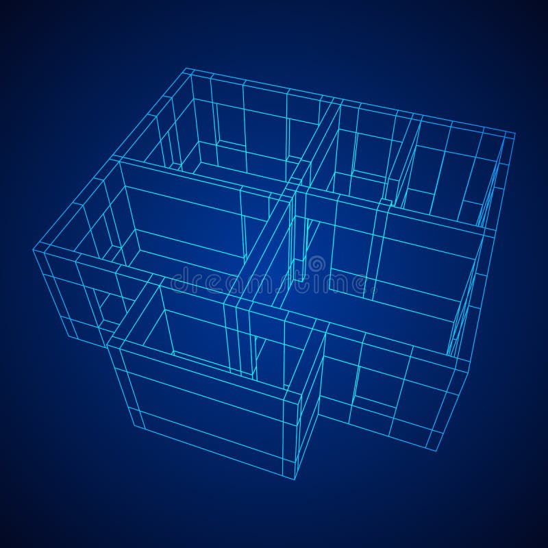 Wireframe Architecture Building. Stock Vector - Illustration of concept ...