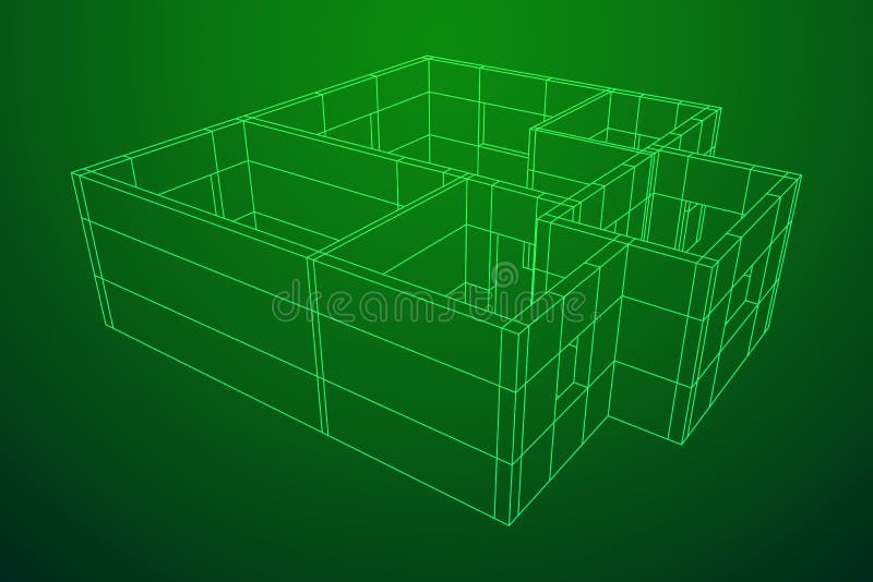 Wireframe Architecture Building. Stock Vector - Illustration of concept ...