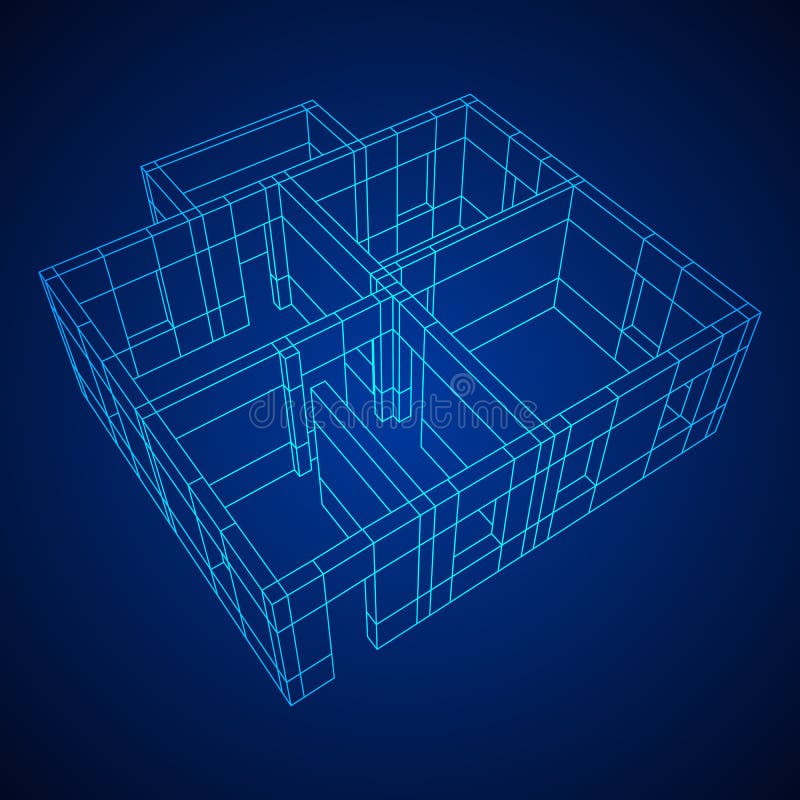 Wireframe Architecture Building. Stock Vector - Illustration of poly ...