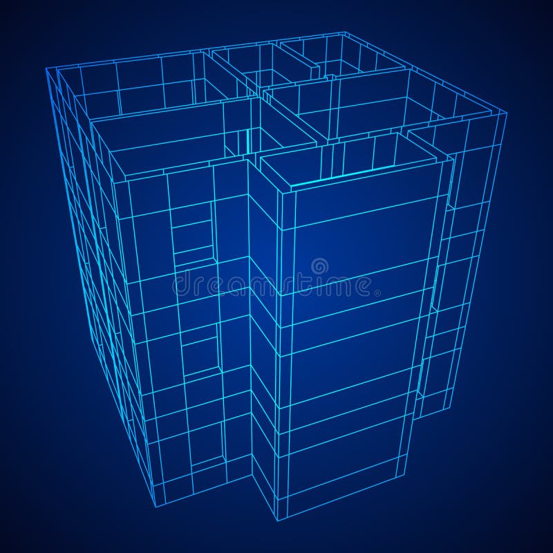 Wireframe Architecture Building. Stock Vector - Illustration of modern ...
