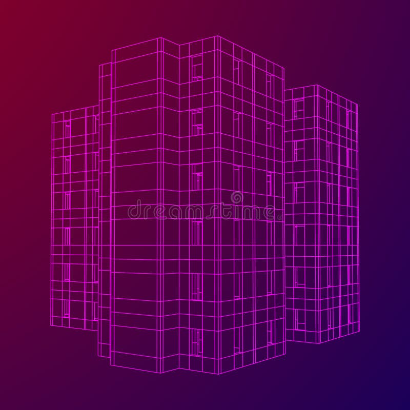 Wireframe Architecture Building. Stock Vector - Illustration of ...