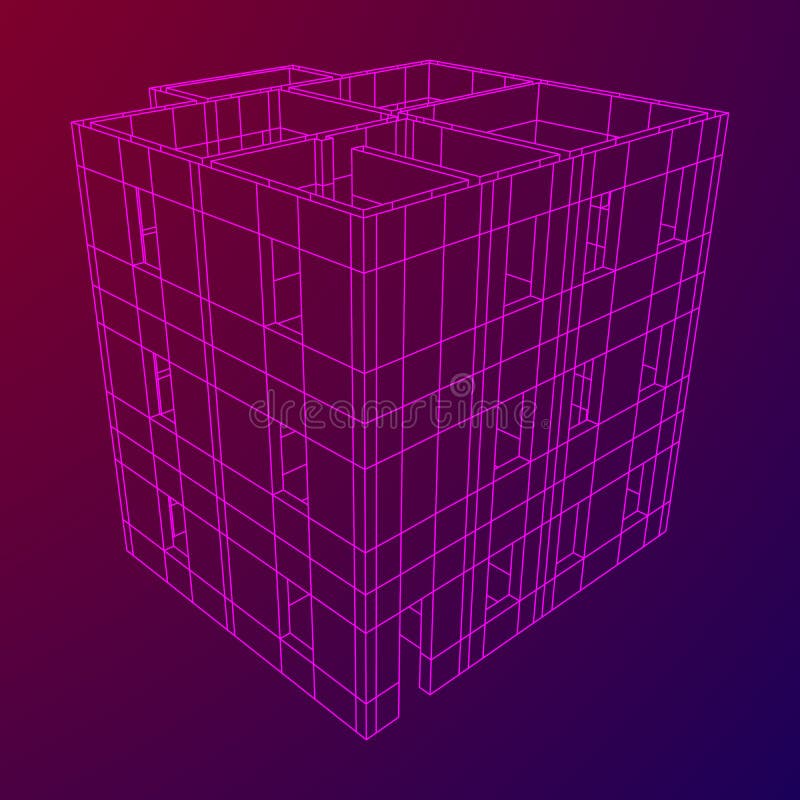 Wireframe Architecture Building. Stock Vector - Illustration of ...