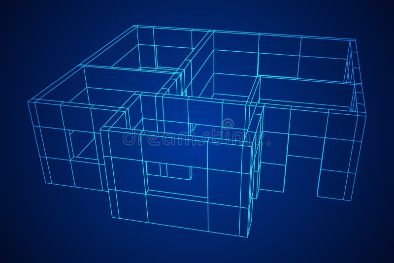 Wireframe Architecture Building. Stock Vector - Illustration of ...