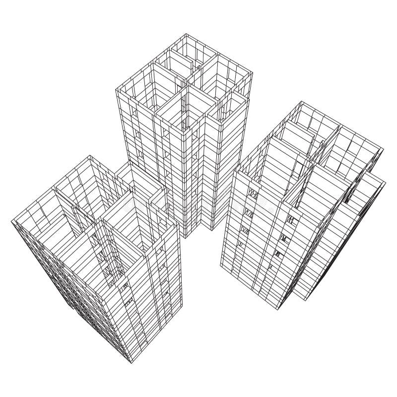 Wireframe Architecture Building. Stock Vector - Illustration of ...
