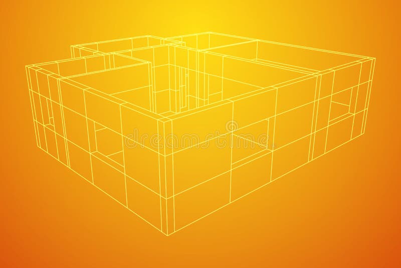 Wireframe Architecture Building. Stock Vector - Illustration of ...