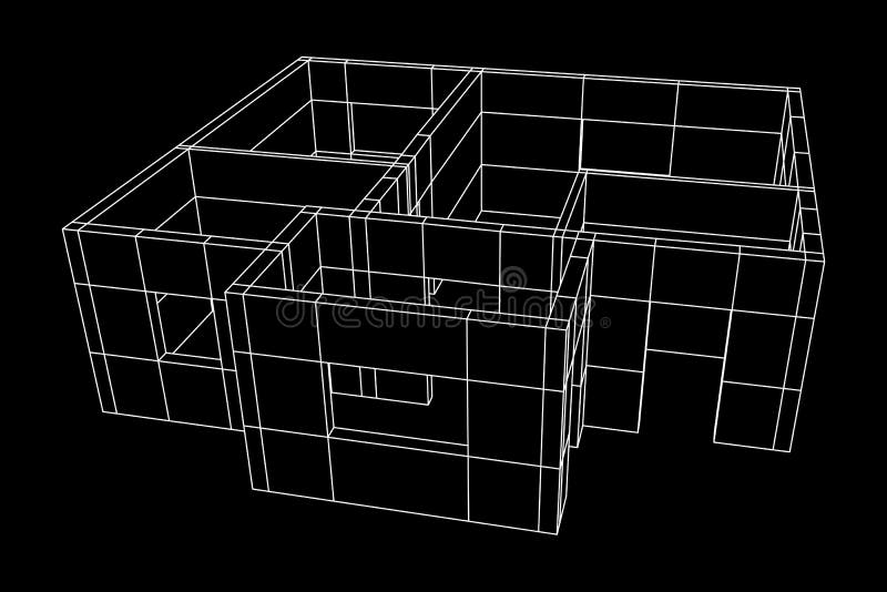 Wireframe Architecture Building. Stock Vector - Illustration of ...