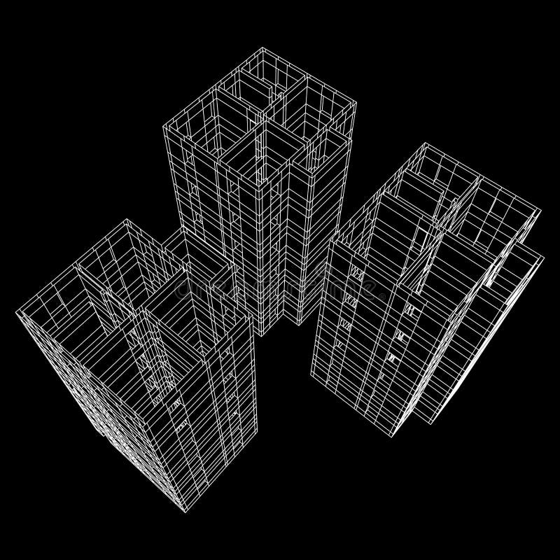 Wireframe Architecture Building. Stock Vector - Illustration of ...