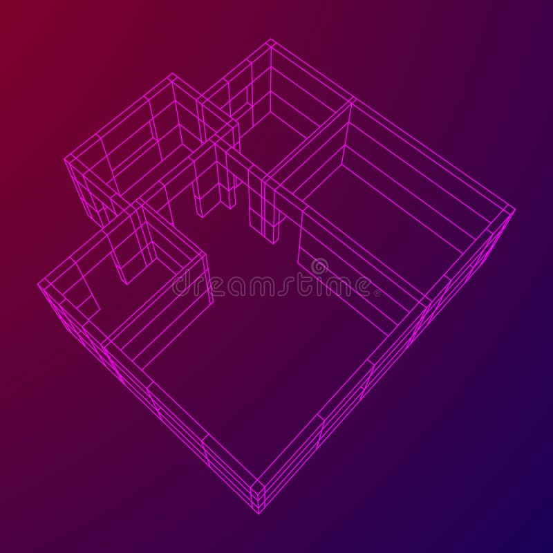 Wireframe Architecture Building. Stock Vector - Illustration of ...