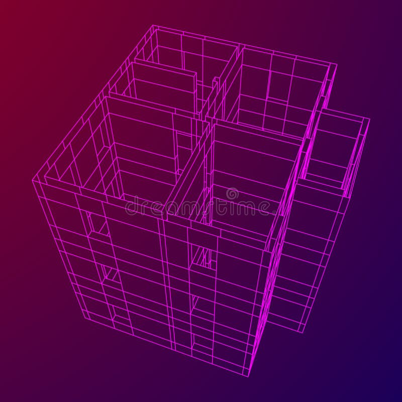 Wireframe Architecture Building. Stock Vector - Illustration of ...