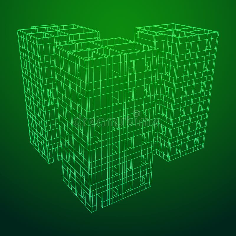 Wireframe Architecture Building. Stock Vector - Illustration of design ...