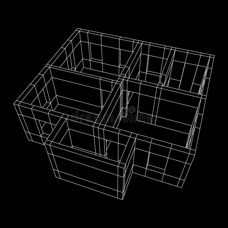 Wireframe Architecture Building. Stock Vector - Illustration of ...