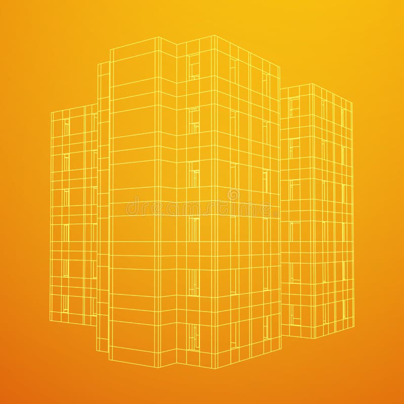Wireframe Architecture Building. Stock Vector - Illustration of ...