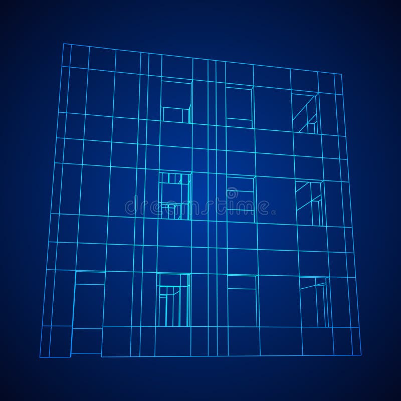 Wireframe Architecture Building. Stock Vector - Illustration of design ...