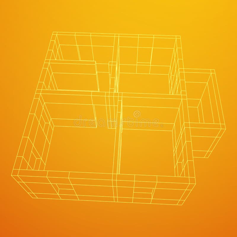 Wireframe Architecture Building. Stock Vector - Illustration of ...