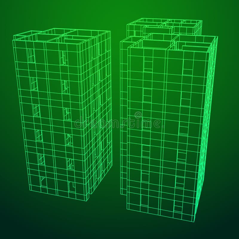 Wireframe Architecture Building. Stock Vector - Illustration of concept ...