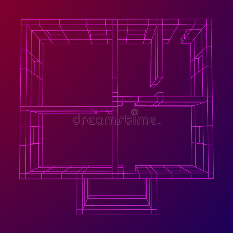 Wireframe Architecture Building. Stock Vector - Illustration of bank ...