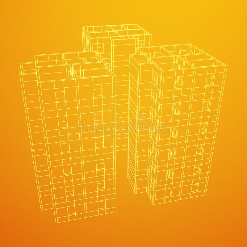 Wireframe Architecture Building. Stock Vector - Illustration of ...