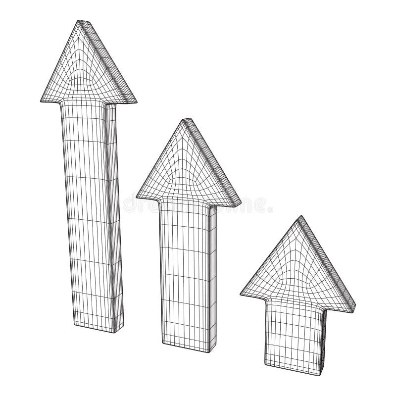 Wireframe arrow low poly stock vector. Illustration of finance - 139387770