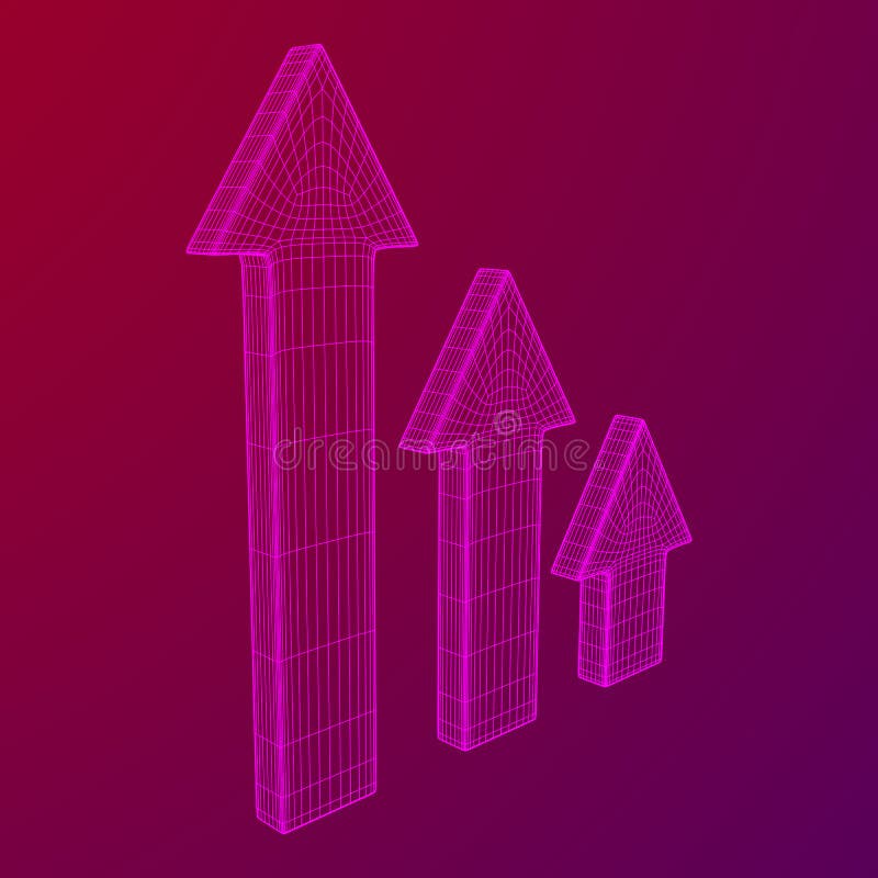 Wireframe arrow low poly stock vector. Illustration of company - 139915498