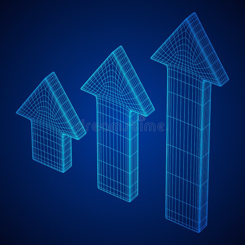 Wireframe arrow low poly stock vector. Illustration of concept - 139915517