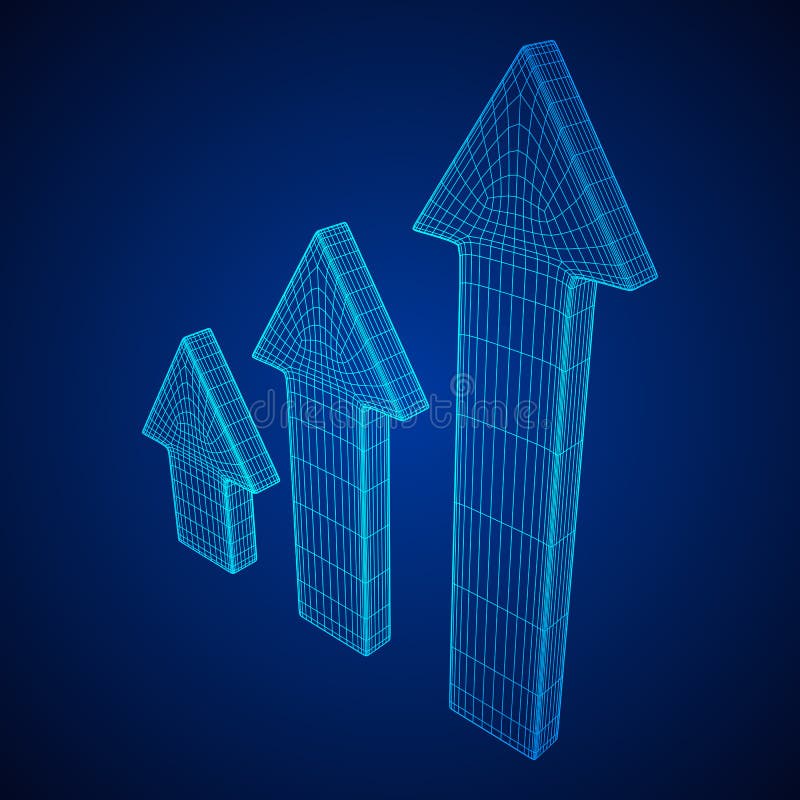Wireframe arrow low poly stock vector. Illustration of chart - 139595463