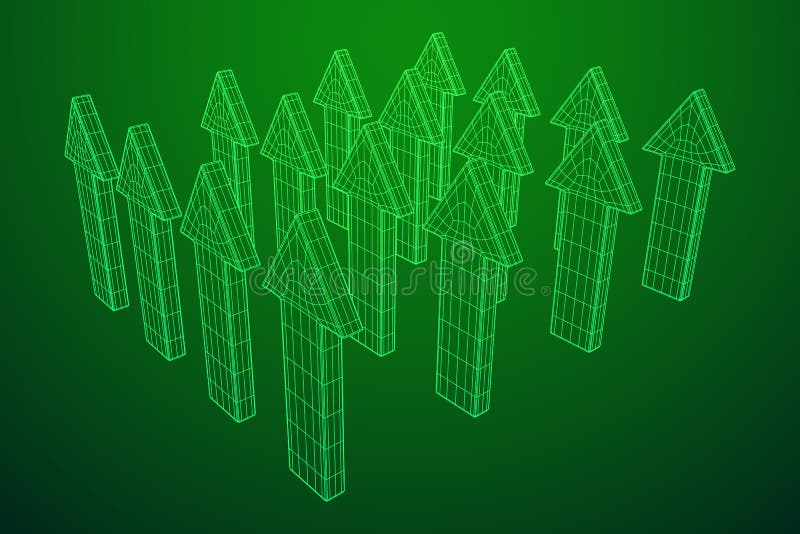 Wireframe arrow low poly stock vector. Illustration of downgrade ...
