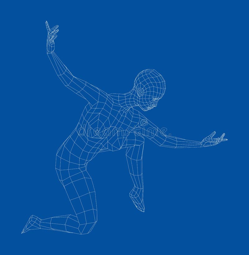 Wireframe Ballerina in Dance Pose Stock Illustration - Illustration of ...