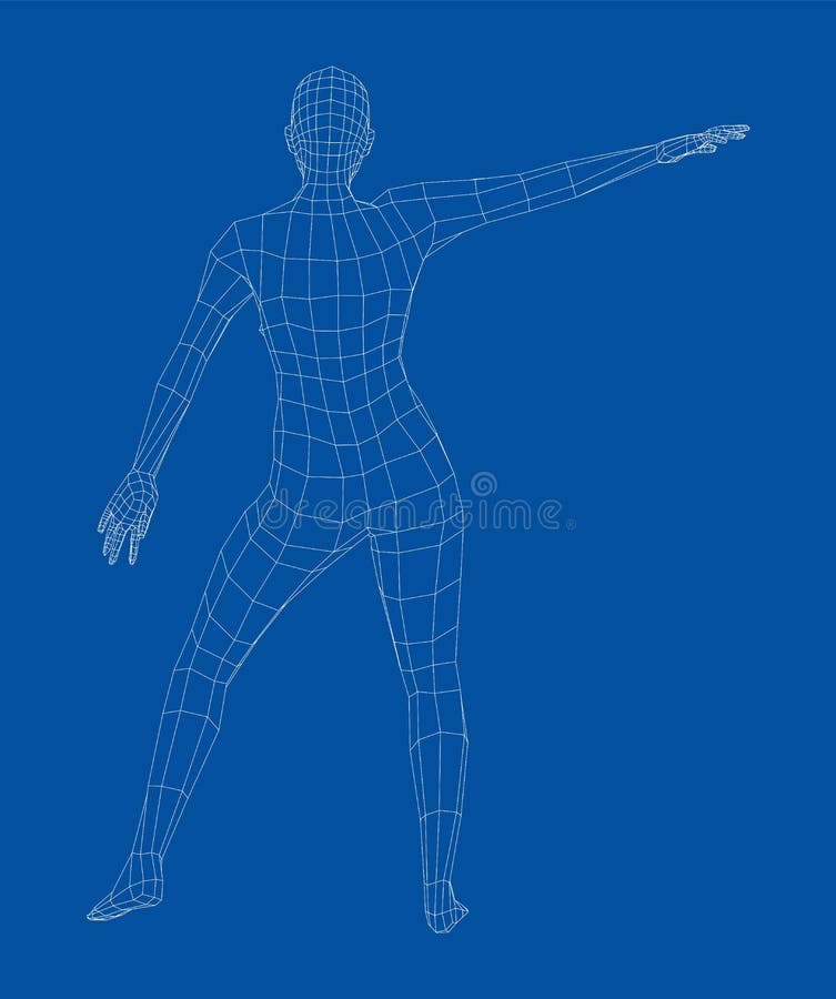 Wireframe Ballerina in Dance Pose Stock Illustration - Illustration of ...