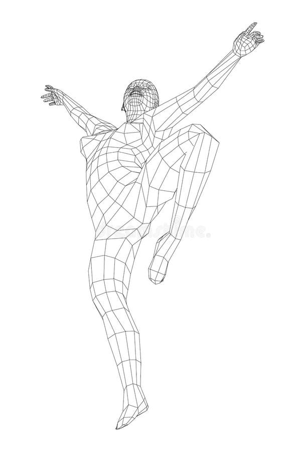 Wireframe Ballerina in Dance Pose Stock Illustration - Illustration of ...
