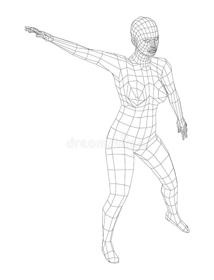 Wireframe Ballerina in Dance Pose Stock Illustration - Illustration of ...