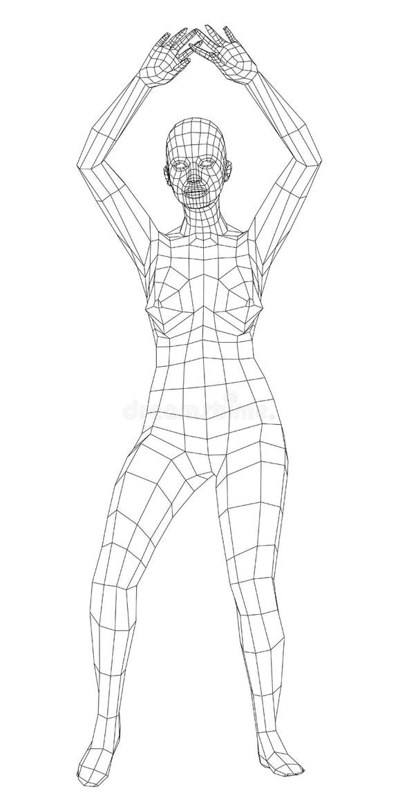 Wireframe Ballerina in Dance Pose Stock Illustration - Illustration of ...