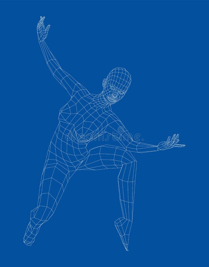 Wireframe Ballerina in Dance Pose. Vector Stock Vector - Illustration ...