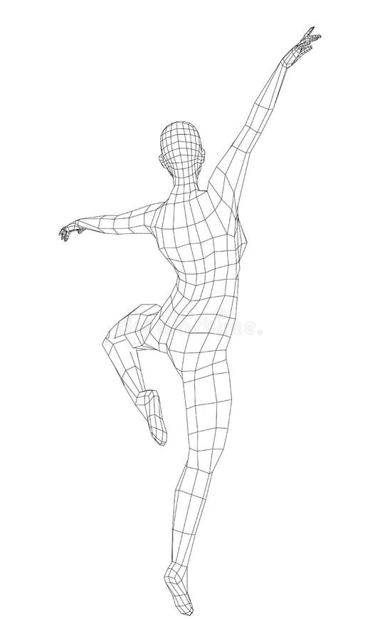 Wireframe Ballerina in Dance Pose. Vector Stock Vector - Illustration ...