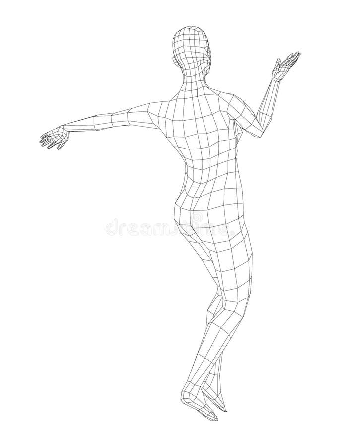 Wireframe Ballerina in Dance Pose. Vector Stock Vector - Illustration ...