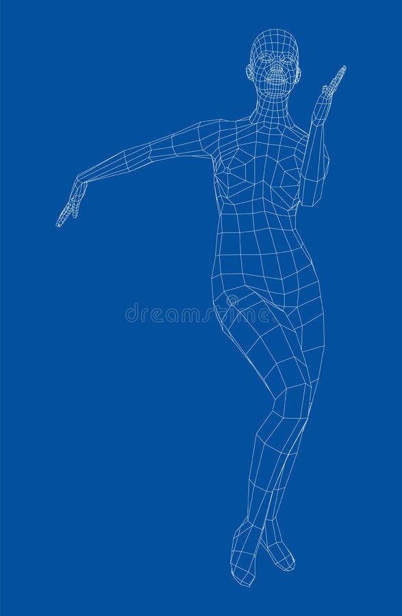 Wireframe Ballerina in Dance Pose. Vector Stock Vector - Illustration ...
