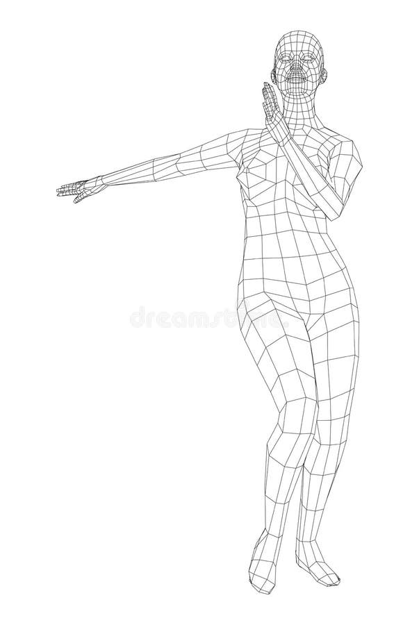 Wireframe Ballerina in Dance Pose. Vector Stock Vector - Illustration ...