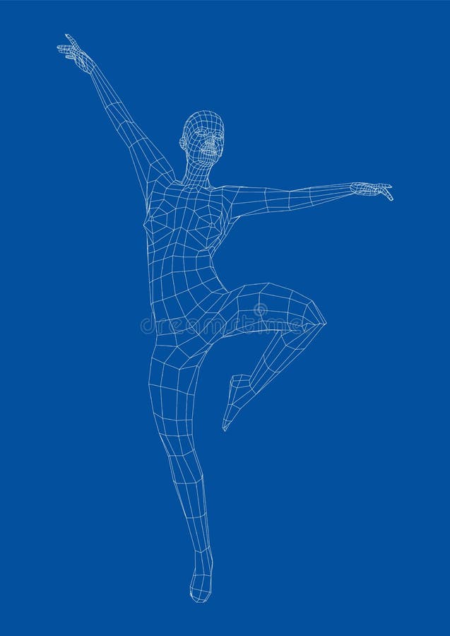 Wireframe Ballerina in Dance Pose. Vector Stock Vector - Illustration ...