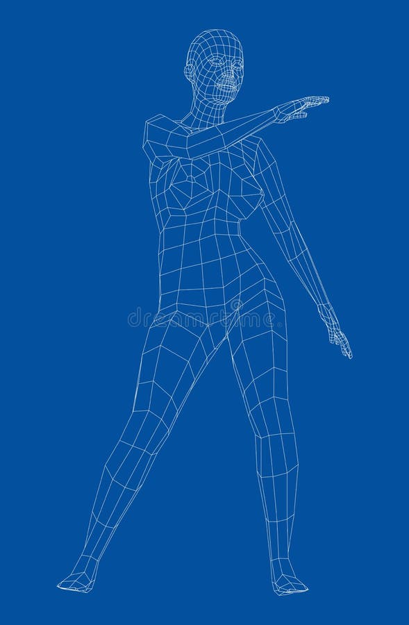 Wireframe Ballerina in Dance Pose. Vector Stock Vector - Illustration ...