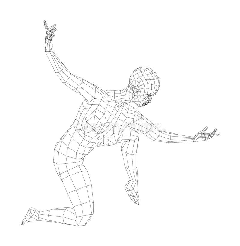 Wireframe Ballerina in Dance Pose. Vector Stock Vector - Illustration ...