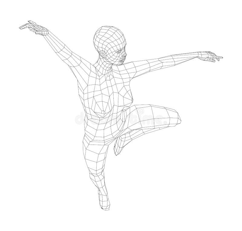 Wireframe Ballerina in Dance Pose. Vector Stock Vector - Illustration ...