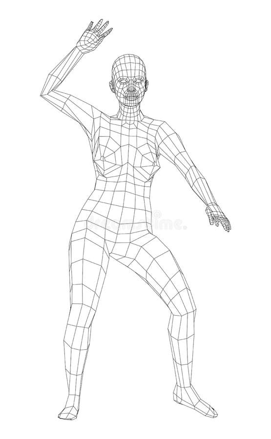 Wireframe Ballerina in Dance Pose. Vector Stock Vector - Illustration ...