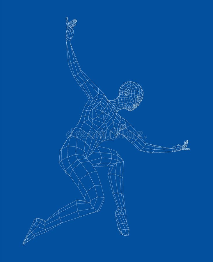 Wireframe Ballerina in Dance Pose. Vector Stock Vector - Illustration ...